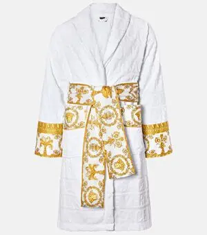 Versace Baroque Cotton Bathrobe - White