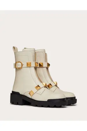 Valentino Garavani Roman Stud Calfskin Combat Boot 40mm