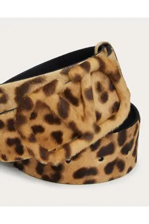 NWT Valentino Garavani V logo Signature Calf Hair Belt With Leopard Print VALENTINO GARAVANI V-Logo Leopard-Print Calf-Hair Belt  main image 3
