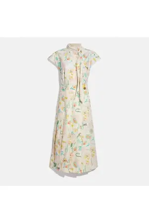 coach pleated tie dress Restored Sleeveless Pleated Dress