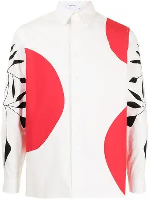 PORTS V Graphic-print Long-sleeve Shirt - White