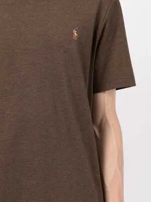 Polo Ralph Lauren Embroidered-logo Short-sleeved T-shirt - Brown