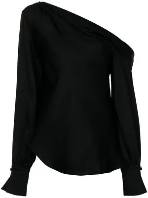 Simkhai Alice One-shoulder Stain Blouse - Black