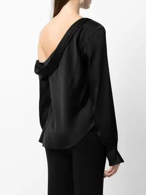 Simkhai Alice One-shoulder Stain Blouse - Black