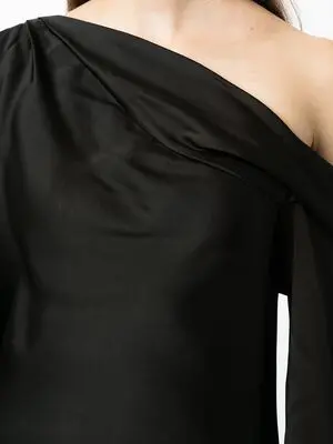 Simkhai Alice One-shoulder Stain Blouse - Black