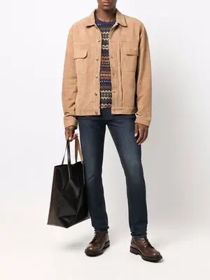 424 Button-up Leather Jacket - Neutrals