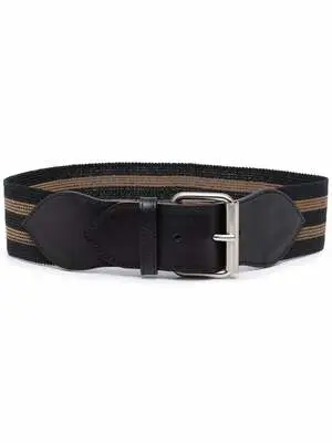 Philosophy Di Lorenzo Serafini Striped Buckled Leather Belt - Black