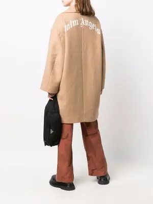 Palm Angels Logo-print Overcoat - Neutrals