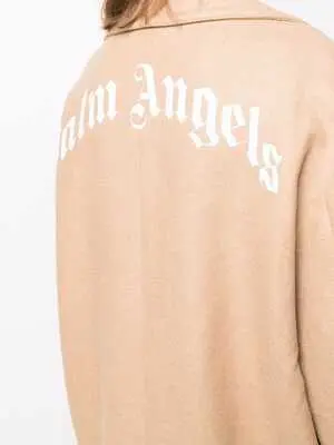 Palm Angels Logo-print Overcoat - Neutrals