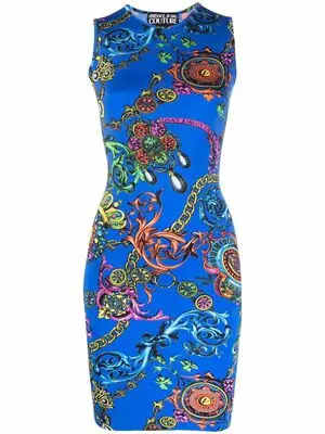 white christmas dresses Versace Jeans Couture Baroque print Midi Dress – Runway Catalog
