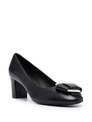 FERRAGAMO Gancini-bow Leather Pumps - Black