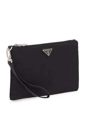 Prada Logo Plaque Clutch Bag - Black