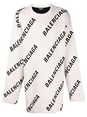 Balenciaga Allover Logo Crew Neck Jumper