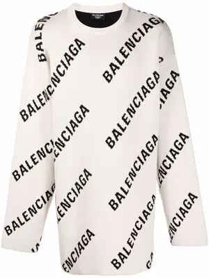 Balenciaga Allover Logo Crew Neck Jumper