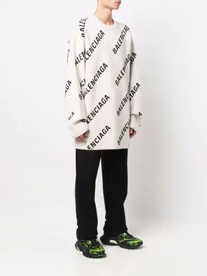 Balenciaga Allover Logo Crew Neck Jumper