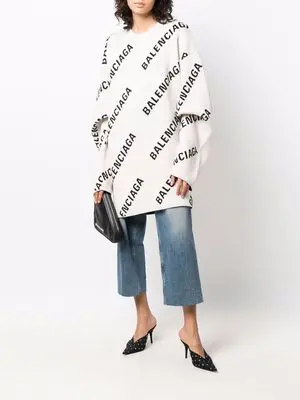 Balenciaga Allover Logo Crew Neck Jumper