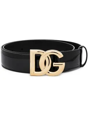Dolce & Gabbana Dg Logo Leather Belt - Black