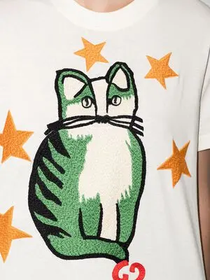 Gucci Star Cat Embroidered T-shirt