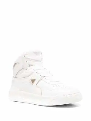 Valentino Garavani Roman Stud-embellished Lace-up Sneakers - White