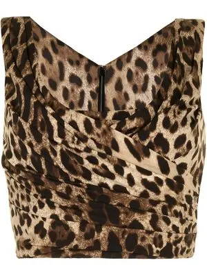 Dolce & Gabbana Leopard-print Draped Crop Top