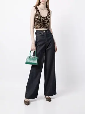 Dolce & Gabbana Leopard-print Draped Crop Top