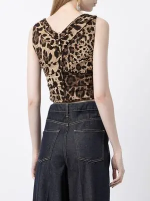 Dolce & Gabbana Leopard-print Draped Crop Top