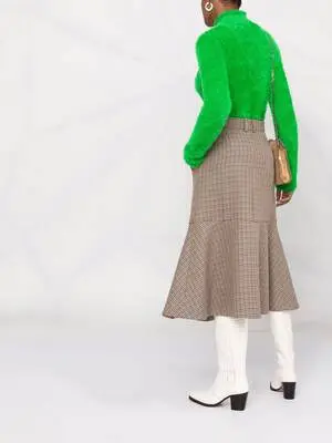Stella McCartney Houndstooth A-line Midi Skirt
