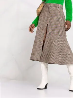 Stella McCartney Houndstooth A-line Midi Skirt