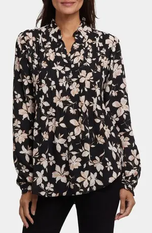 NYDJ Pleated Yoke Peasant Blouse - Claudette