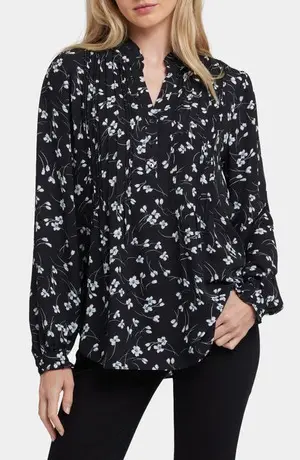 NYDJ Pleated Yoke Peasant Blouse - Primrose Path