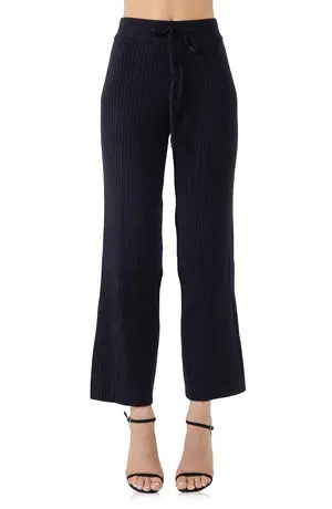 Endless Rose Ribbed Drawstring Pants - Black