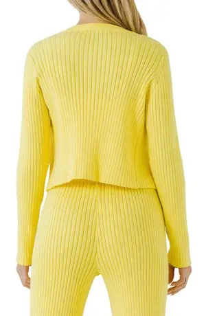 Endless Rose Ribbed Crop Cardigan - Lime
