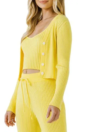 Endless Rose Ribbed Crop Cardigan - Lime