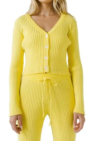 Endless Rose Ribbed Crop Cardigan - Lime