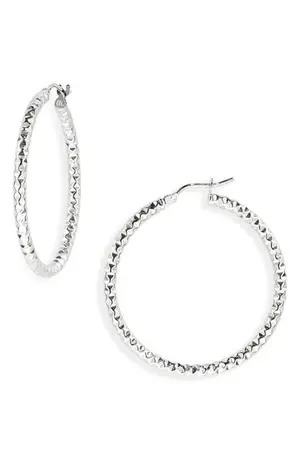 Bony Levy 14k Gold Textured Hoop Earrings - 14k White Gold