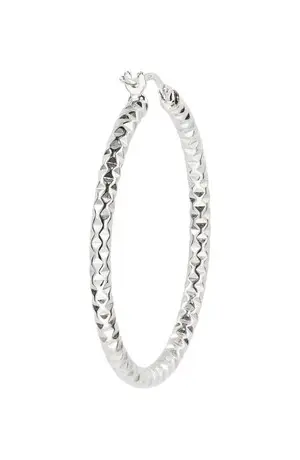 Bony Levy 14k Gold Textured Hoop Earrings - 14k White Gold