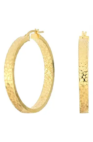 Bony Levy Bony Levy 14k Gold Textured Hoop Earrings 14k Yellow Gold