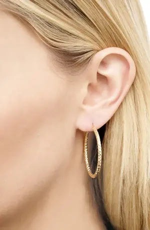 Bony Levy 14k Gold Textured Hoop Earrings - Yellow