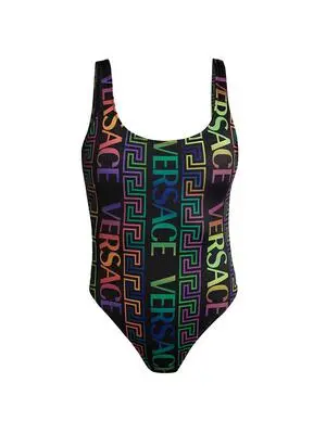 Versace Versace Greca Neon Print One-Piece Swimsuit - Black Multicolor
