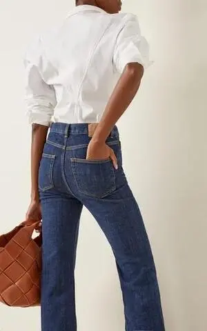 JEANERICA Pyramid Stretch High-rise Flared-leg Jeans - Blue