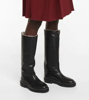 JIMMY CHOO Yomi Shearling-lined Leather Boots
