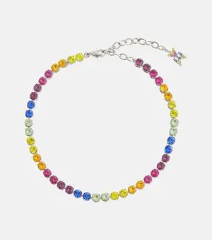 Amina Muaddi Tennis Embellished Anklet - Multicoloured