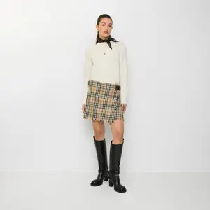 Burberry Pleated Check Wool Mini Kilt