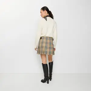 Burberry Pleated Check Wool Mini Kilt