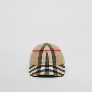 Burberry Exaggerated Check Wool Baseball Cap - Archive Beige