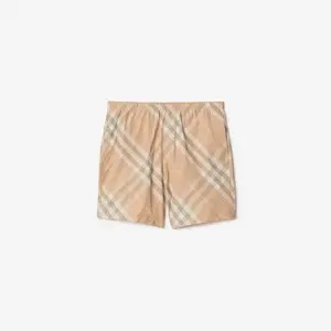 Burberry Check Swim Shorts Flax