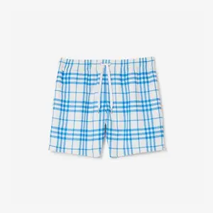 Burberry Check Swim Shorts Optic White