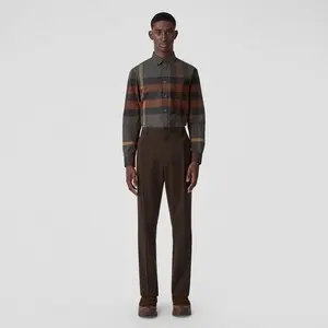 Burberry Classic Fit Check Cotton Shirt Brick Red