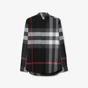 Burberry Classic Fit Check Cotton Shirt Charcoal