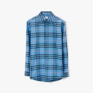 Burberry Classic Fit Check Cotton Shirt Dusty Azure